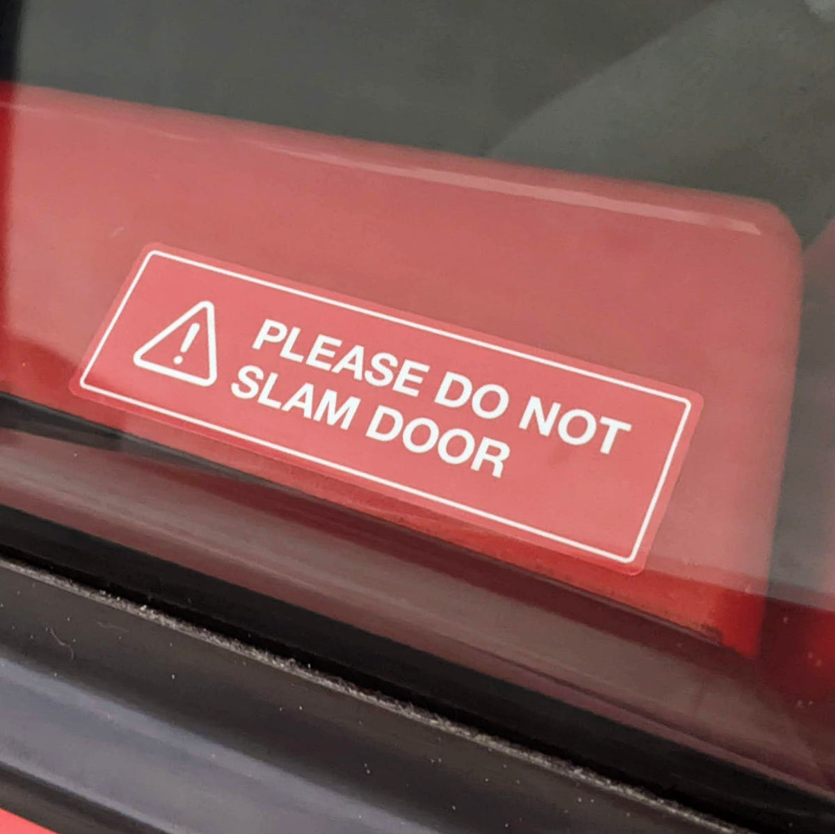 "PLEASE DO NOT SLAM DOOR" warning label / sticker – Retrofied