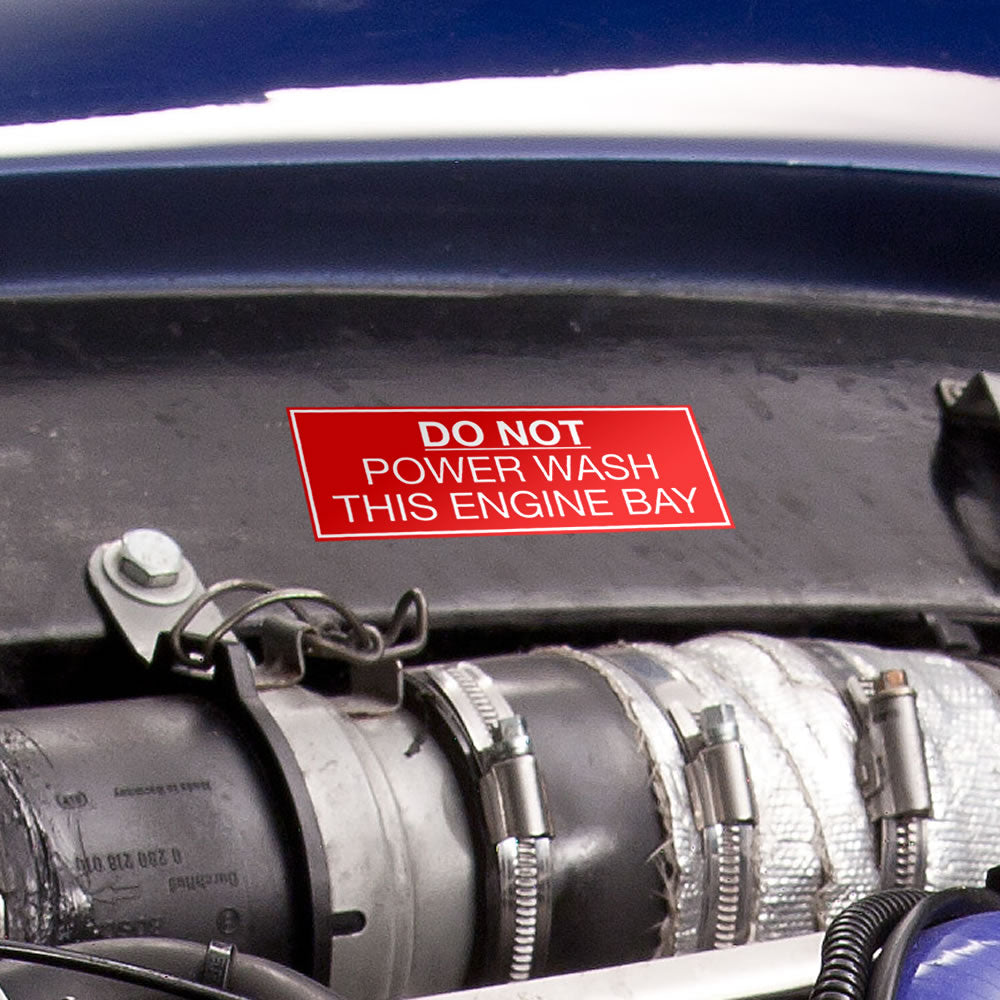 TVR under bonnet warning sticker - "DO NOT POWER WASH THIS ENGINE BAY ...
