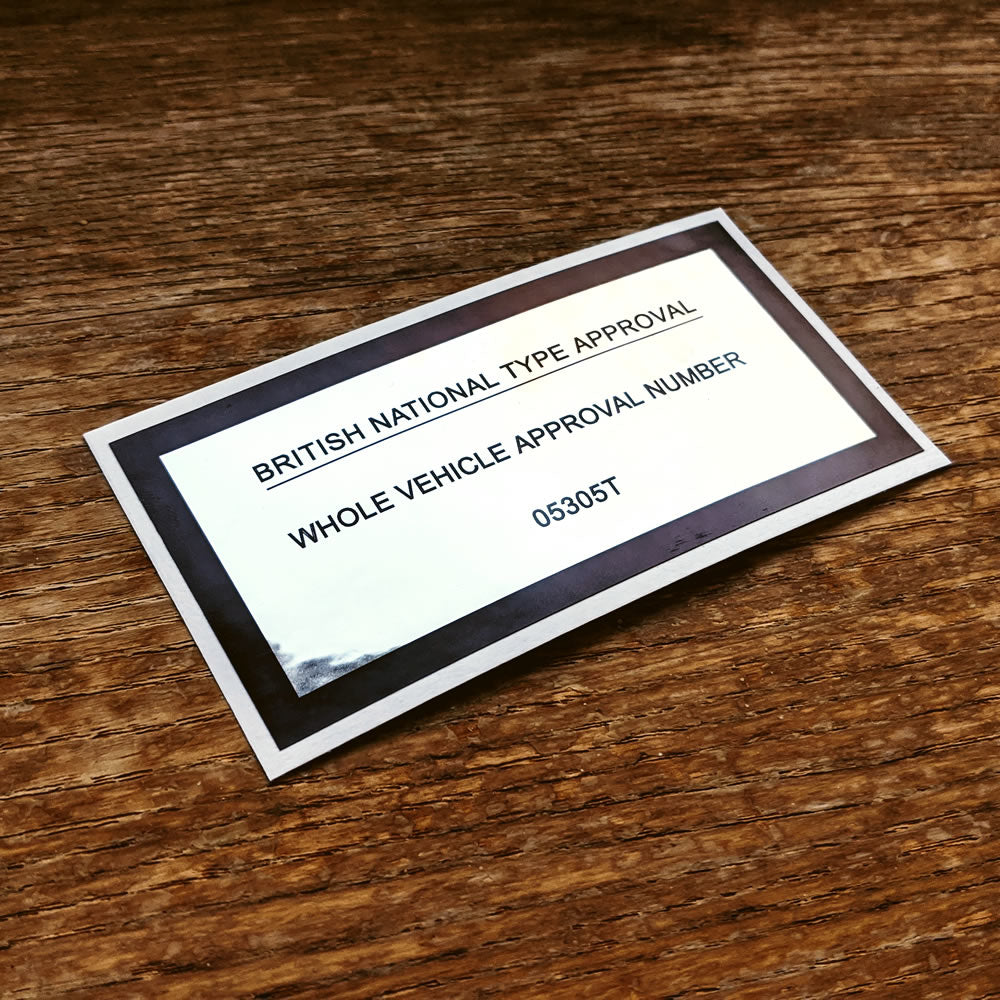 TVR "Type Approval" foil sticker - Wedge / Griffith / Chimaera / Cerbe ...